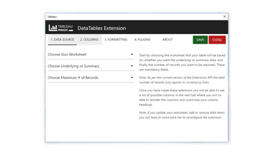 DataTables | Tableau Exchange